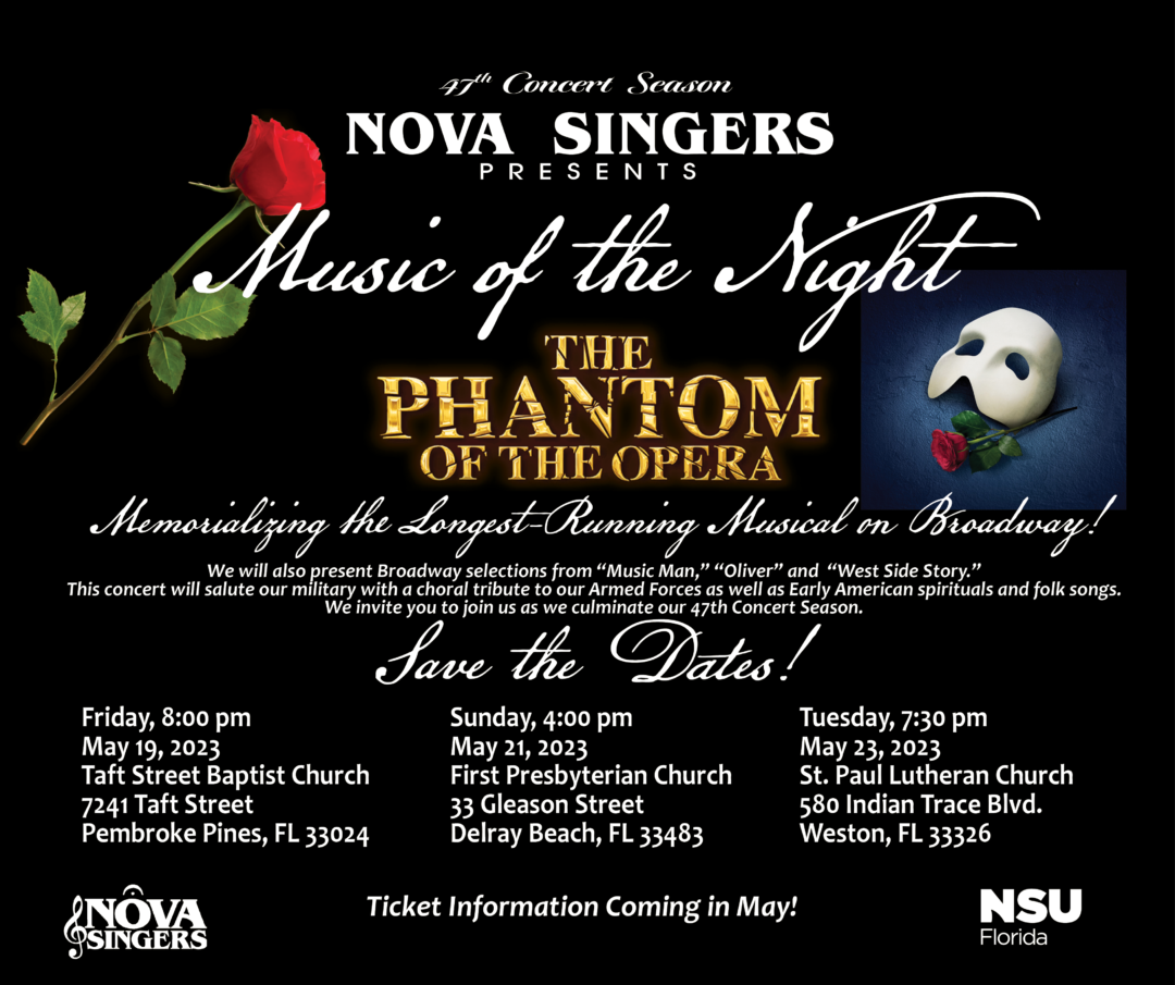 Nova Singers 'Music of the Night' concert discount - South Florida on ...