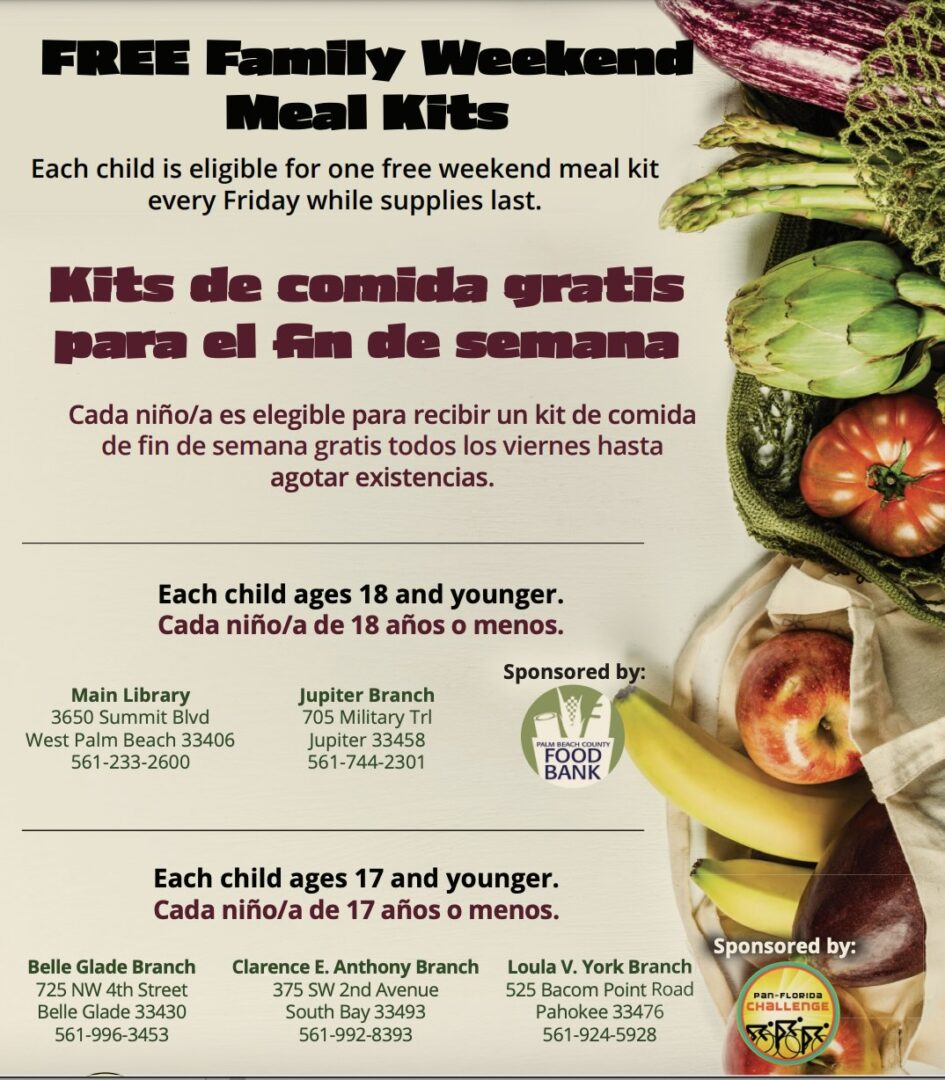 Free Family Weekend Meal Kits at select PBC Libraries