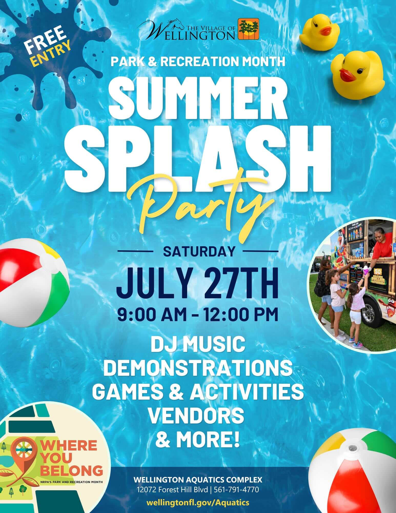 Free entry to poolside party with music and games